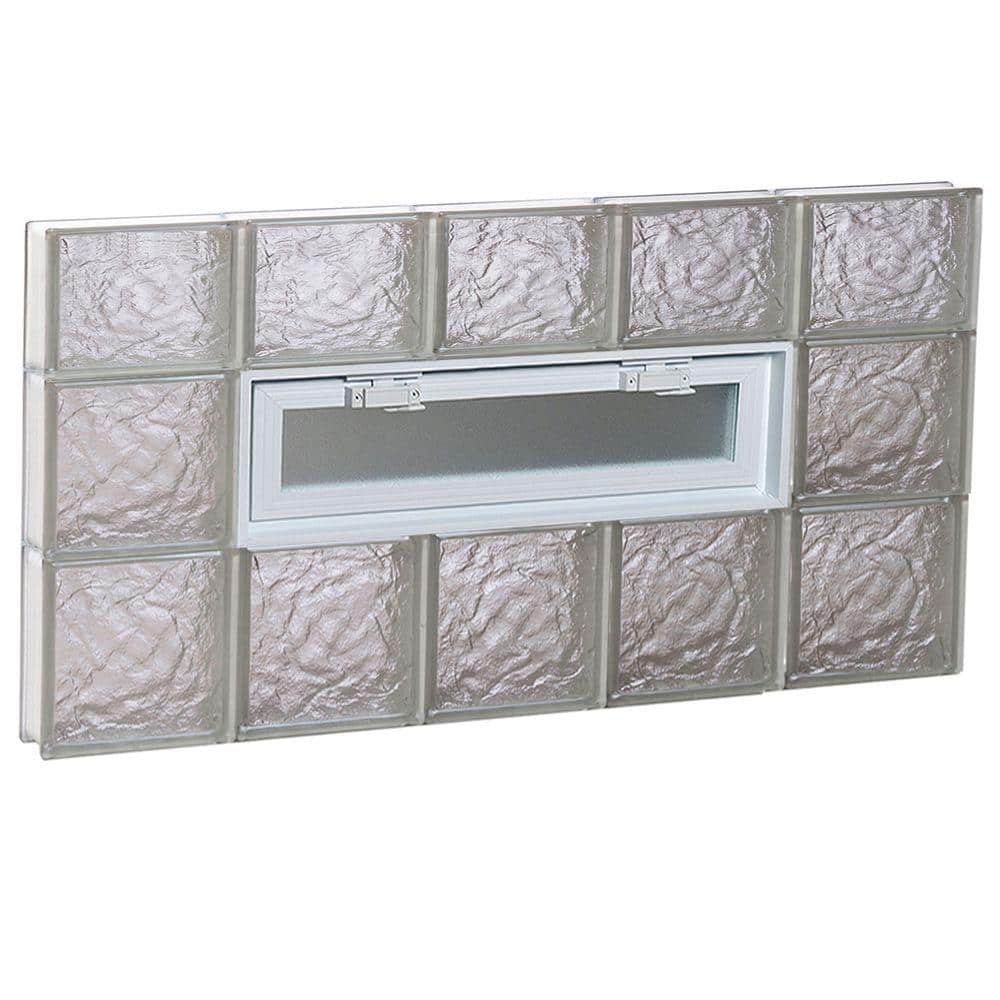 Clearly Secure 38.75 in. x 21.25 in. x 3.125 in. Frameless Ice Pattern ...