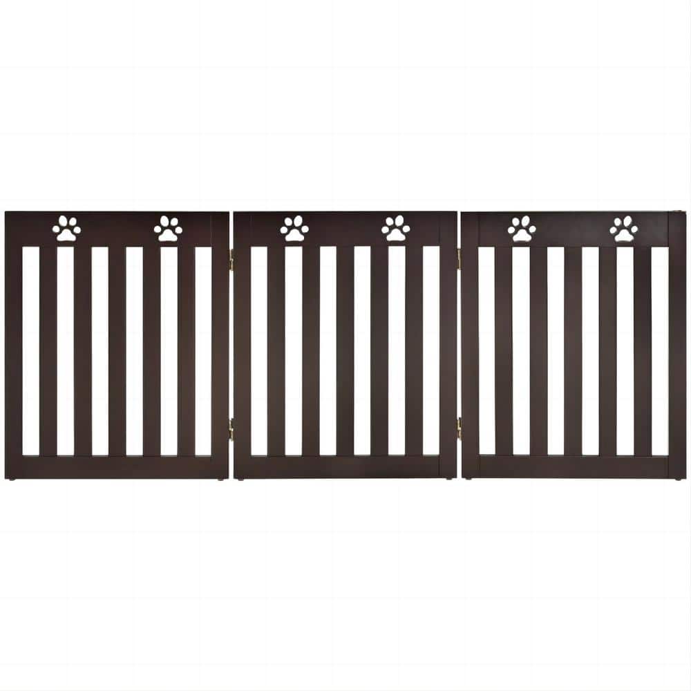FORCLOVER 24 in. Folding Wooden Freestanding Dog Gate with 360 ...