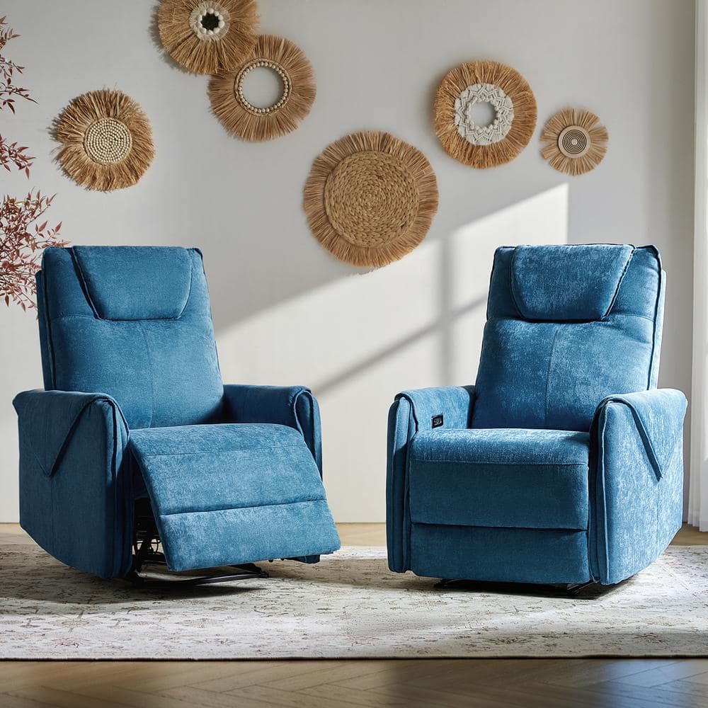 JAYDEN CREATION Ester Teal Blue Fabric Powered Lift Recliner with Motor ...