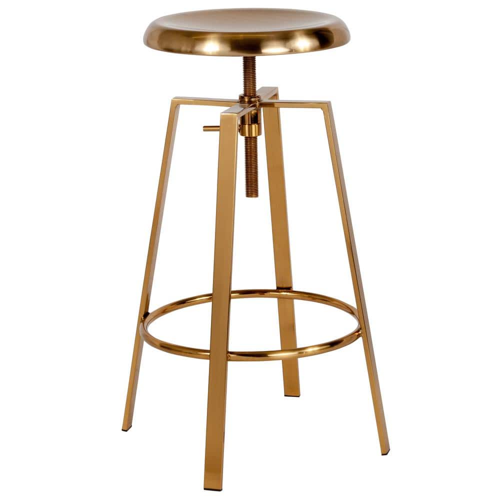 Carnegy Avenue 35 in. Adjustable Height Gold Bar Stool CGA-CH-231762-GO ...