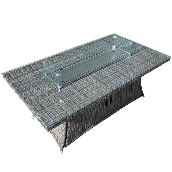 moda furnishings Ada Gray 1-Piece Wicker Patio Fire Pit Table 1106R-T ...
