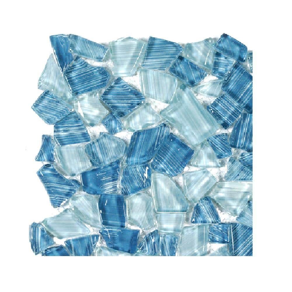 Jeffrey Court Take Home Tile Sample - Seaglass Pebble Blue 4.5 in. x 5. ...