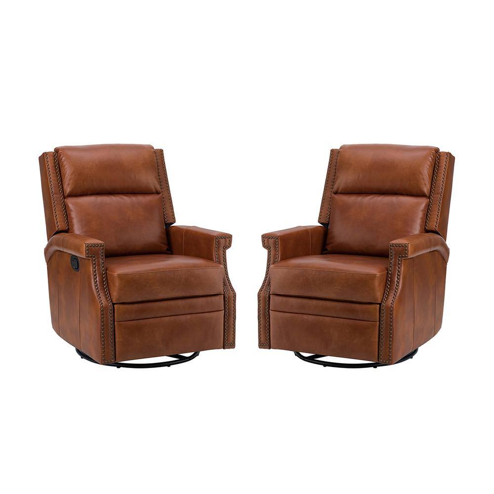 JAYDEN CREATION Dryope Genuine Leather Saddle Nursery Swivel Rocker ...