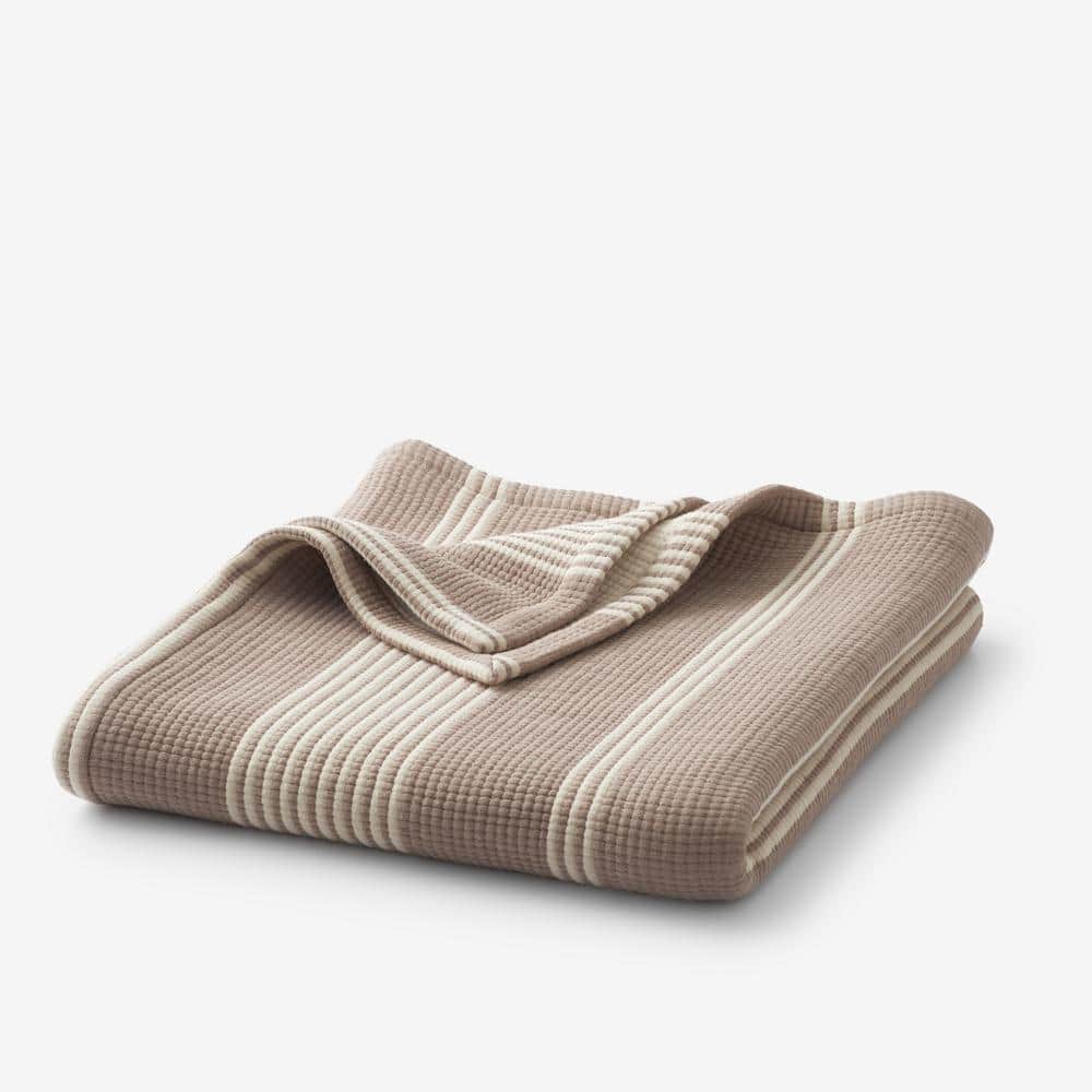 The Company Store Legends Hotel Marque Stripe Taupe Throw Blanket ...