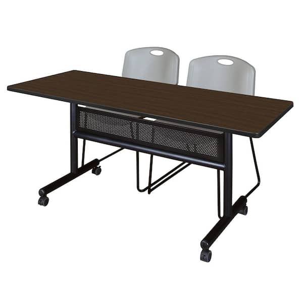 Regency Kobe 60 in x 24 in. Neo Walnut Flip-Top Privacy Nesting Table ...