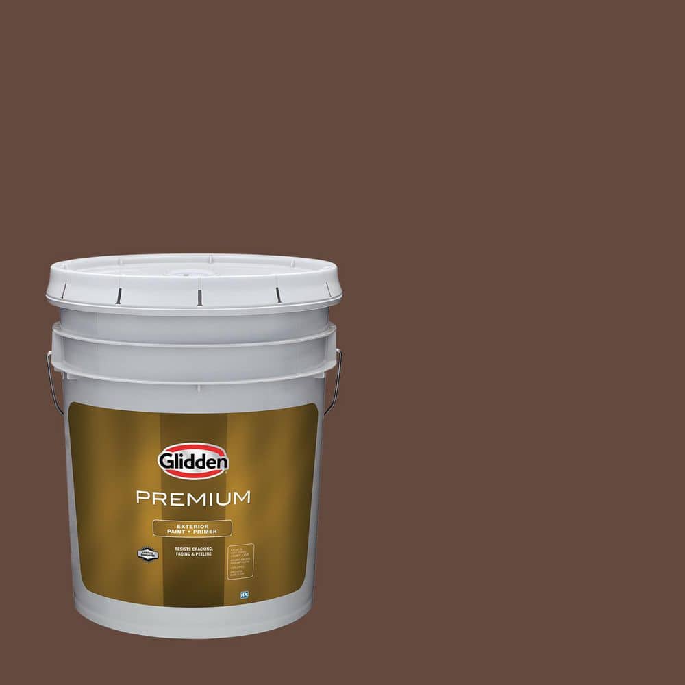 Glidden Premium 5 gal. PPG1073-7 Fudge Satin Exterior Latex Paint ...