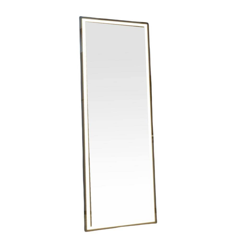 Tradrou Silver 16 in. W x 63 in. H Rectangle LED Glass Full Length ...