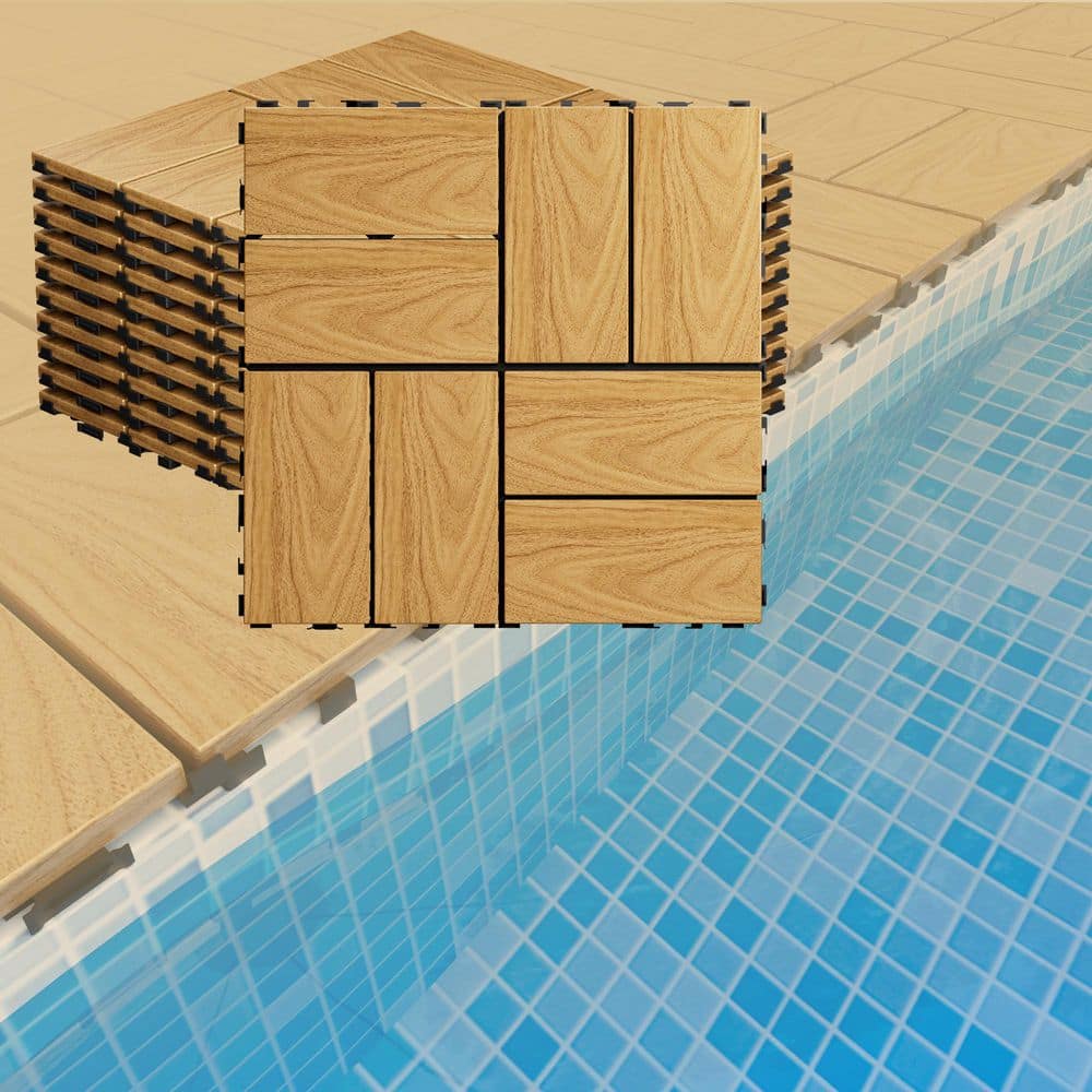 ARK DESIGN 1 ft. x 1 ft. x 0.8 in. Waterproof Knurling Slat Composite ...