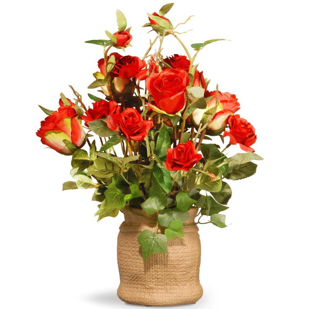 National Tree Company 16 in. Red Roses in Ceramic Pot RAS-WDP003-1 ...