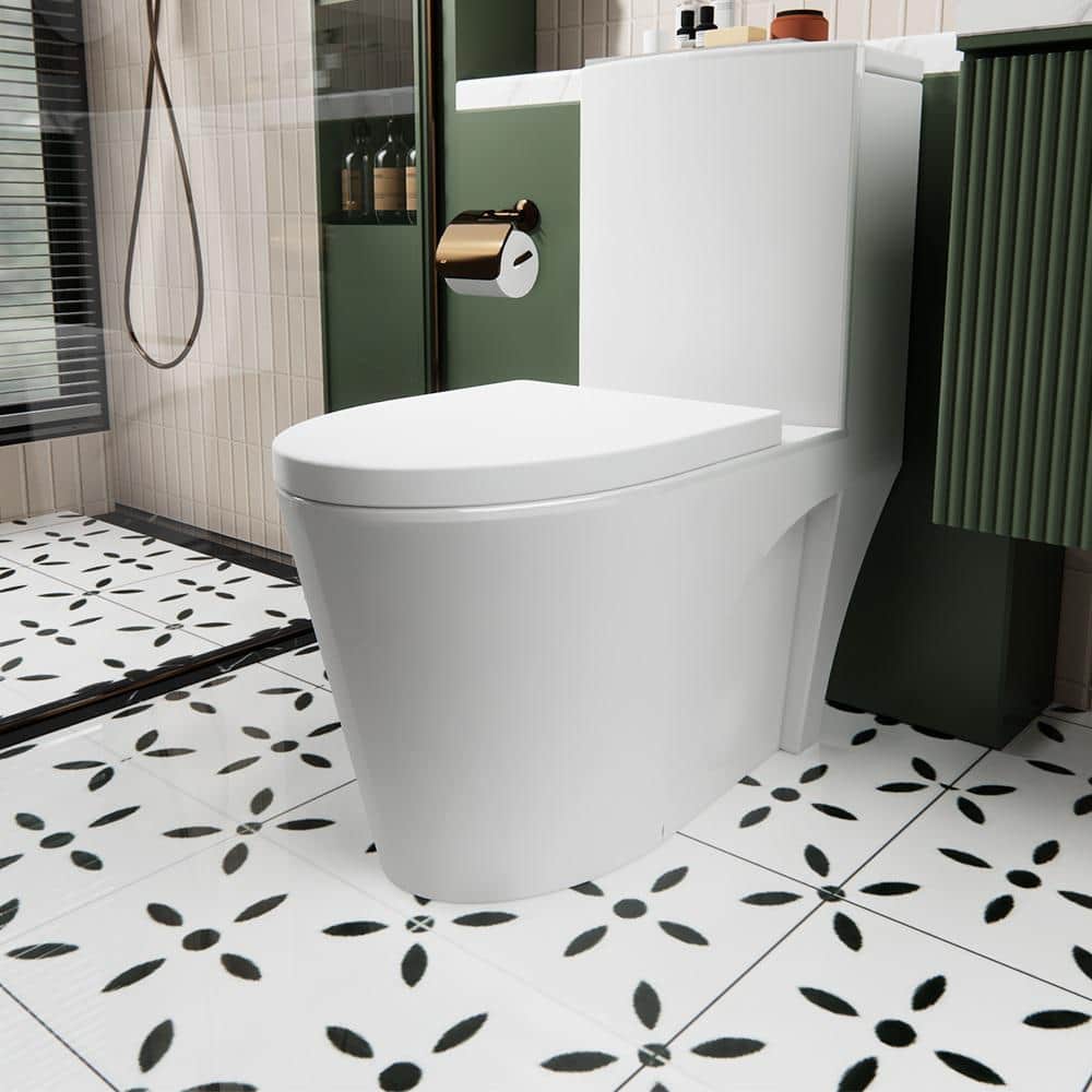 URENTO 1-Piece Floor 1.1/1.6 GPF High Efficiency Dual Flush Elongated ...