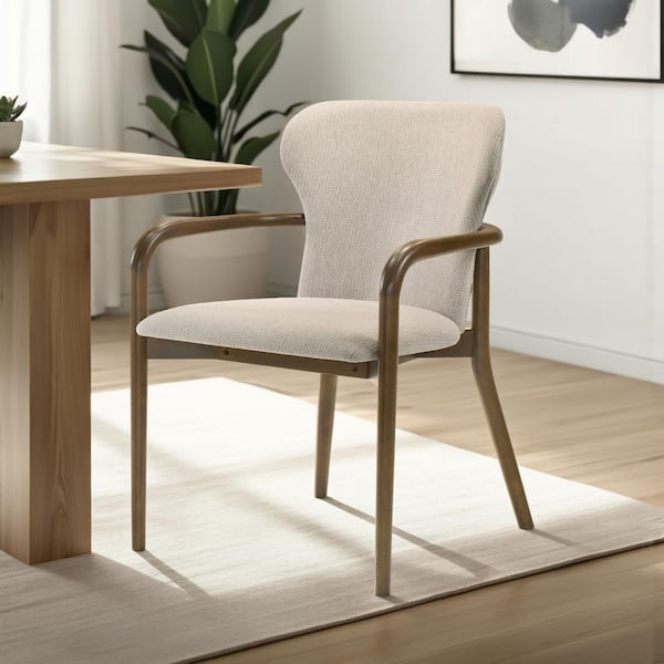 Armen Living Klarissa Mid-Century Modern Cream/Walnut Polyester ...