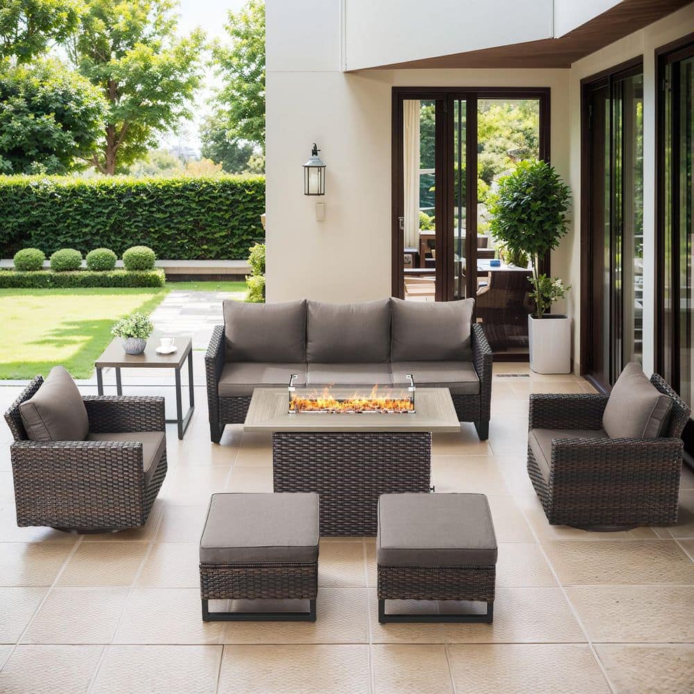 Gymojoy Valenta Brown Wicker 4-Piece Patio Conversation Sofa Set ...