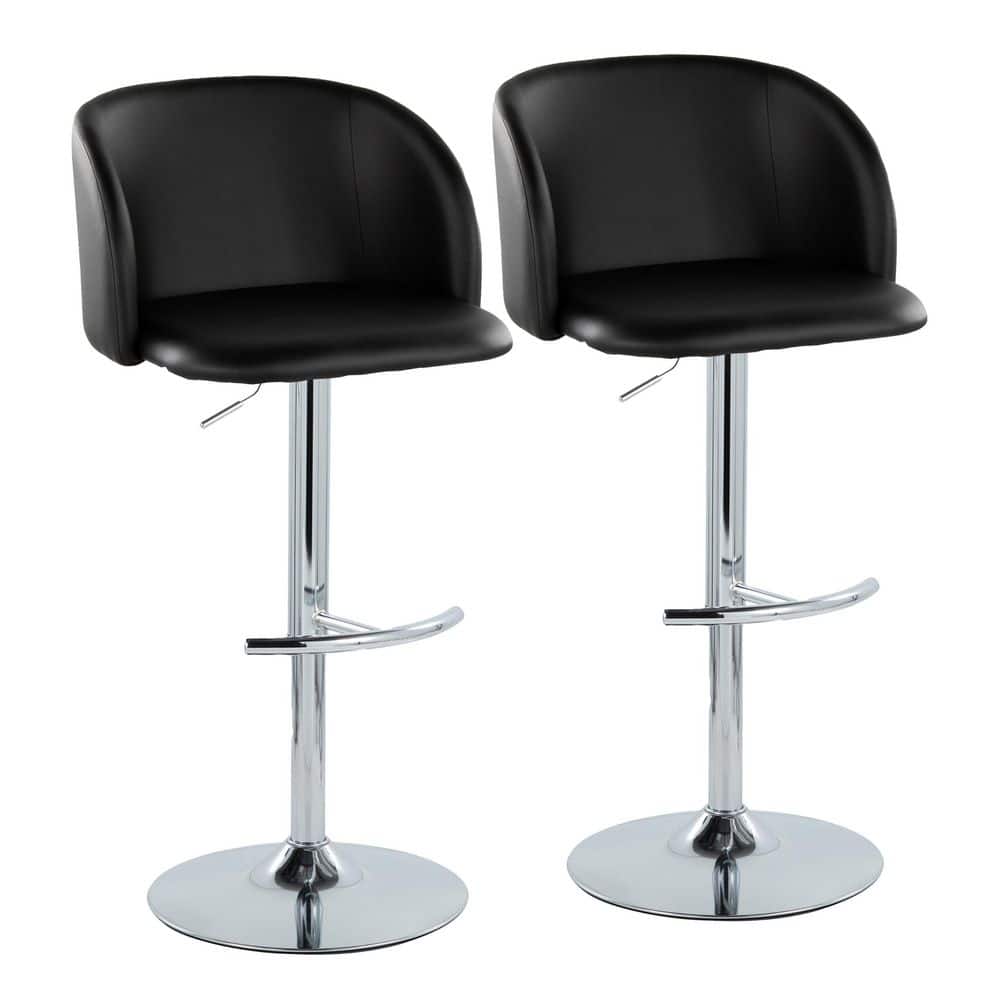 Lumisource Fran 32 in. Black Faux Leather and Chrome Metal Adjustable ...