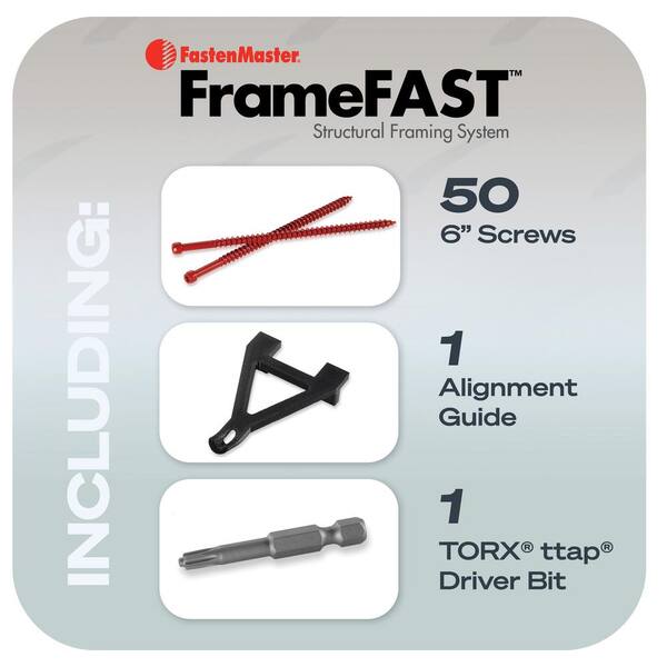 FastenMaster FrameFast 1/4 in. x 6 in. Framing T-Tap Drive Style Round Structural Screw 50 ...