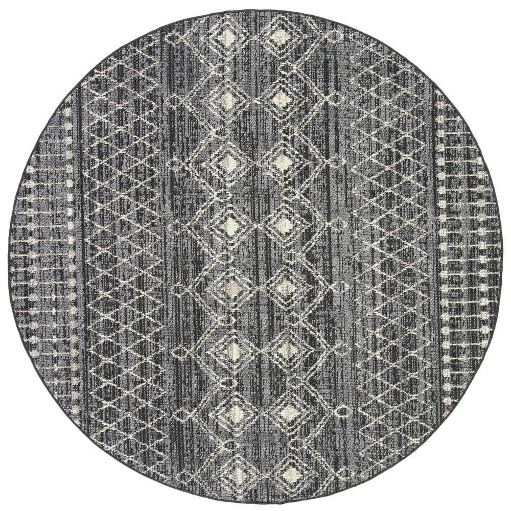 SAFAVIEH Marrakesh 7 ft. x 7 ft. Navy/Ivory Diamond Geometric Fringe ...
