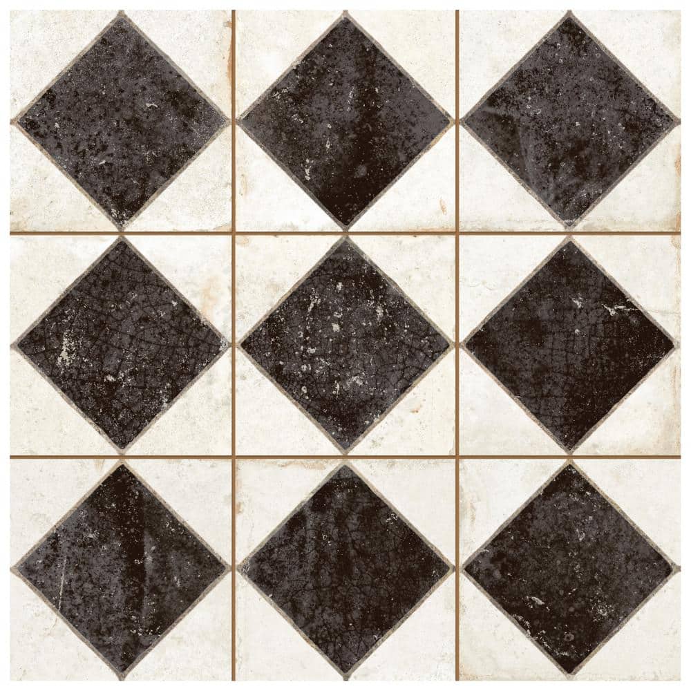 Merola Tile Kings Arles Black 13 in. x 13 in. Ceramic Floor and Wall ...