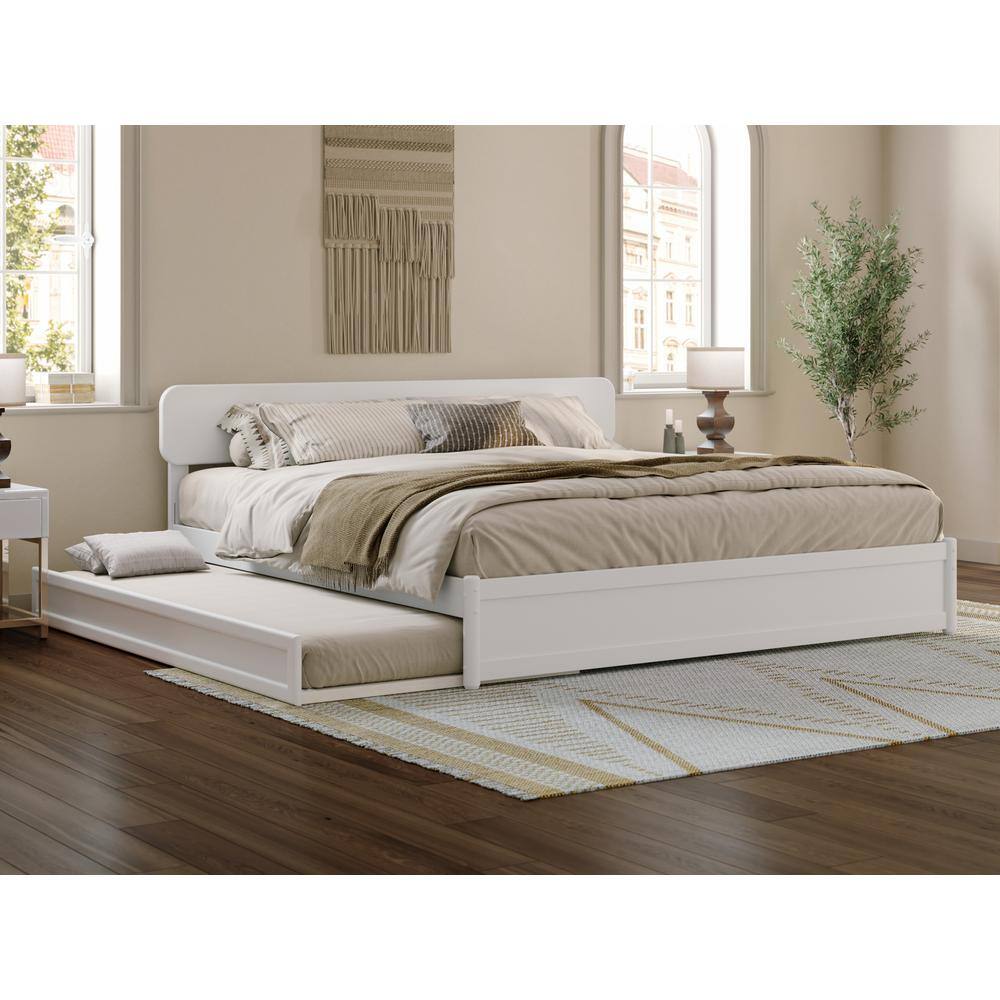 AFI Capri White Solid Wood Frame King Platform Bed with Panel Footboard ...