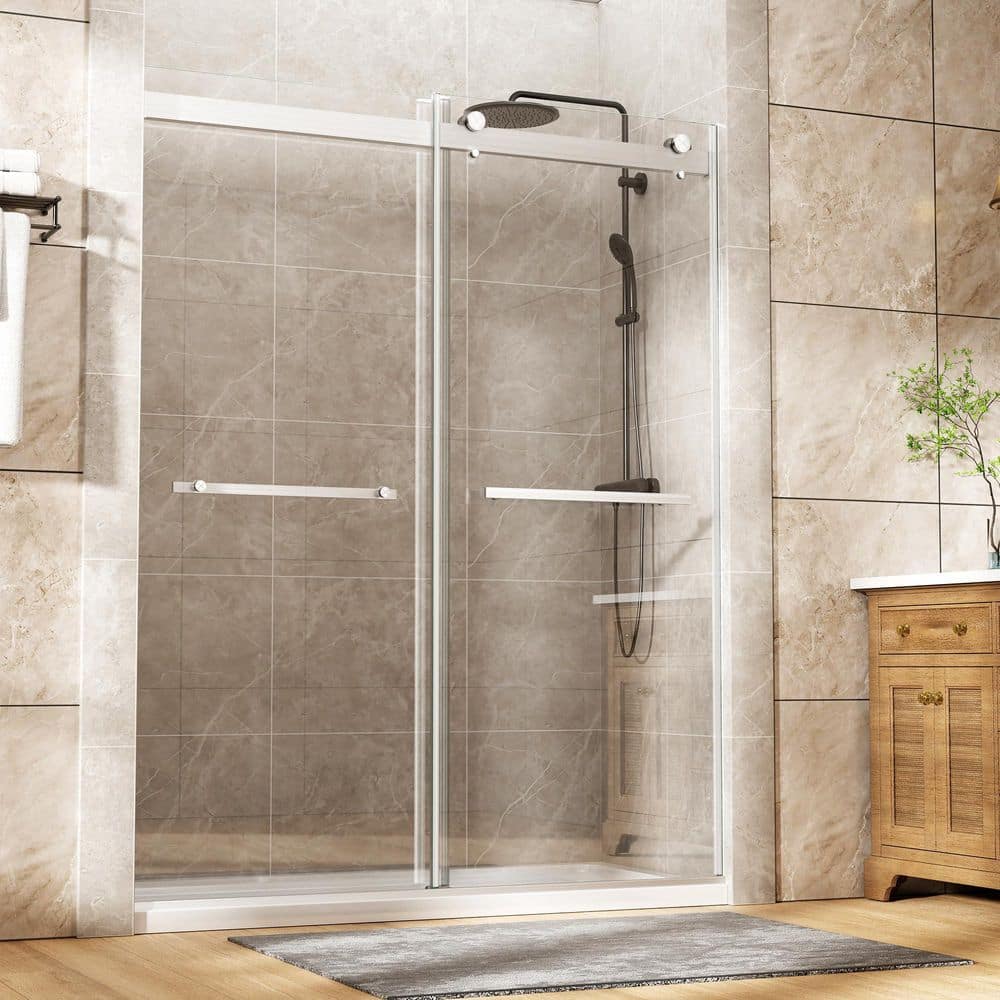 Findepot 60 in. W x 75 in. H Double Sliding Frameless Shower Door in ...