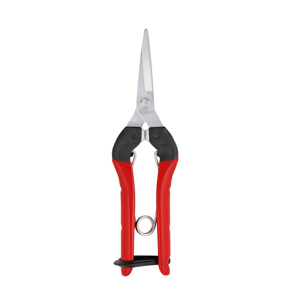 FELCO F322 7.5 in. Snip Pruning Shears with Bumpers, High Carbon Steel Blade with Coating, Long ...