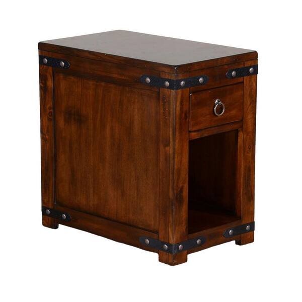 Benjara 25 in. Brown Rectangle Wood End Table with Drawer BM325503 ...