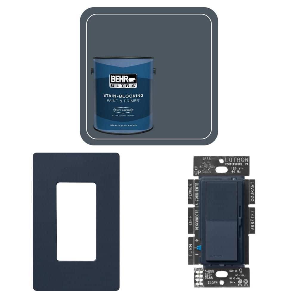 1 gal. Midnight Blue Satin Paint and Primer, Deep Sea Claro Wall Plate ...