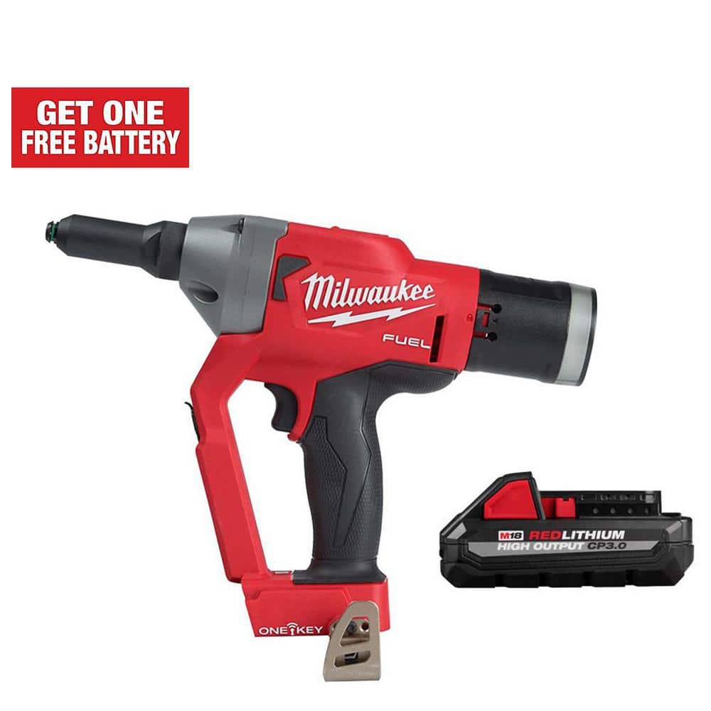 Milwaukee M18 FUEL ONE-KEY 18-Volt Lithium-Ion Cordless Rivet Tool w/3. ...
