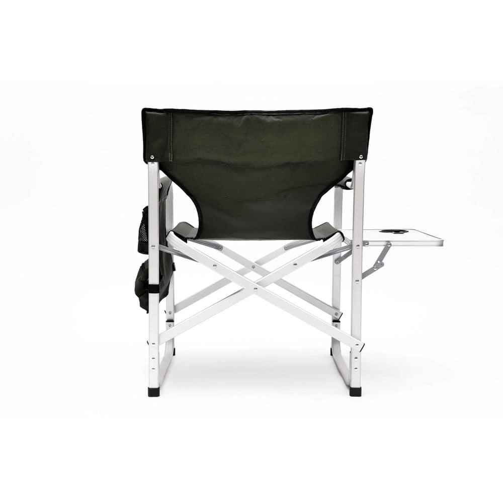 1-Piece Green Padded Folding Outdoor Chair with Storage Pockets ...