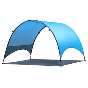 Phewnyzo 7 ft. x 10 ft. Silver Beach Tent Sun Shelter with UPF 50 plus ...