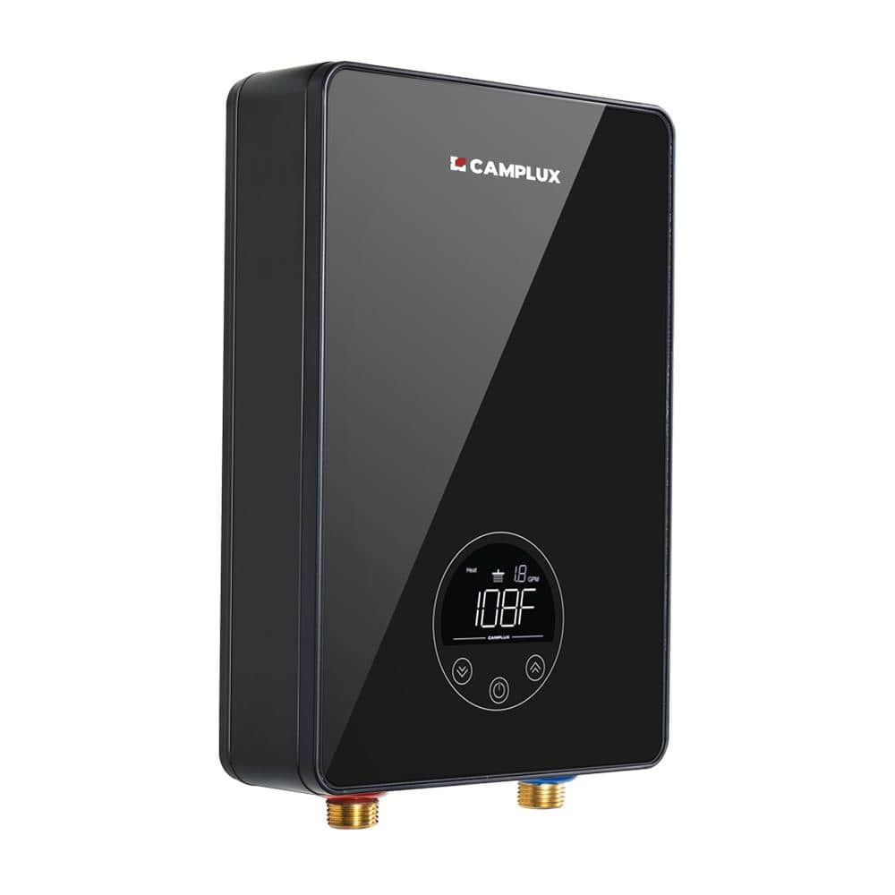 CAMPLUX 1.5 GPM 6kW Point of Use Tankless Electric Water Heater, Black ...