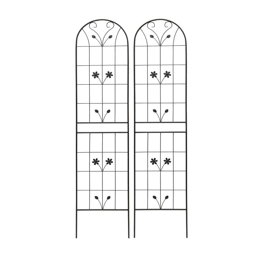 Lycvki 86.70 in. 2 Pack Black Metal Garden Rustproof Trellis for ...