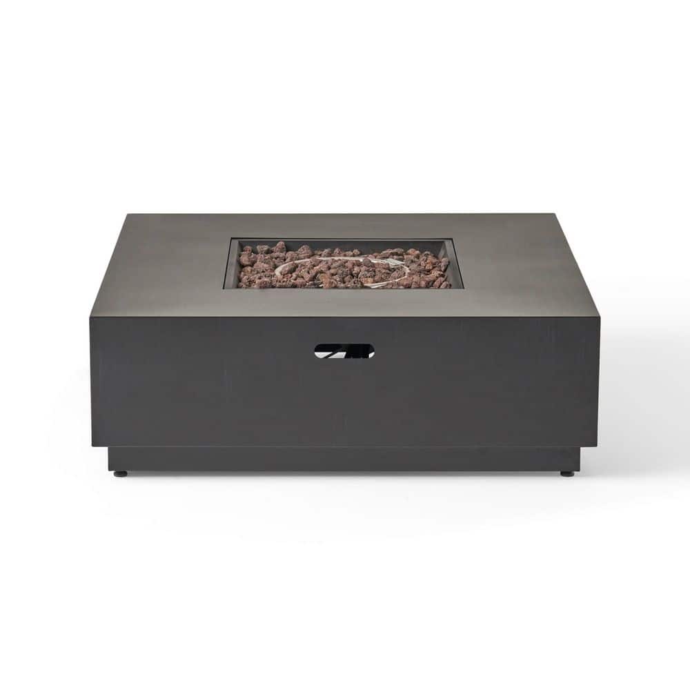 Staykiwi Dark Gray Iron Square 39 in. Outdoor Propane Fire Pit ...