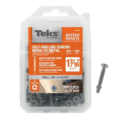 Teks #12 x 2-3/4 in. Plymetal Zinc-Plated Steel Flat-Head Phillips Self ...