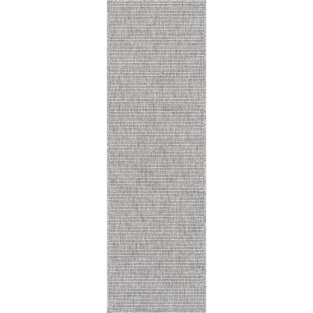 Beverly Rug Royal Easy Jute Grey 2 ft. x 7 ft.. Solid Indoor Outdoor ...