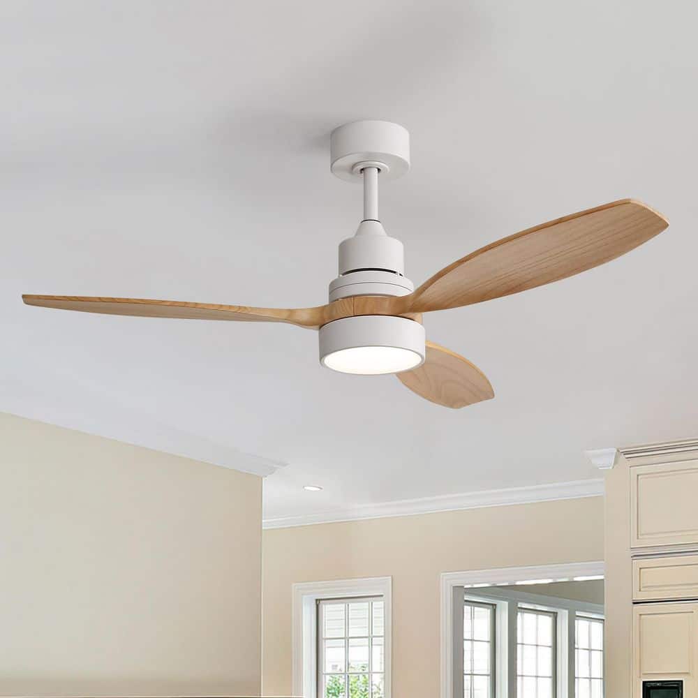 CACI Mall 52 in. Indoor Integrated LED White Ceiling Fan with Light Kit ...
