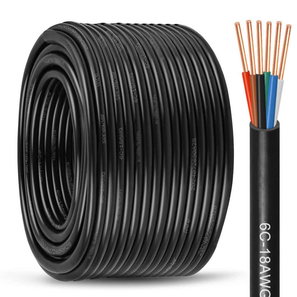Vrbgify 18/6 Solid Sprinkler Wire 200ft. 18-Gauge 6-Conductor ...
