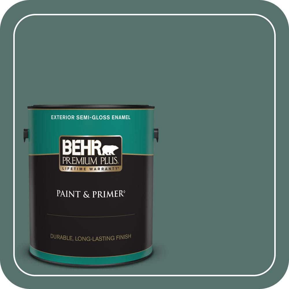 BEHR PREMIUM PLUS 1 gal. #480F-6 Shaded Spruce Semi-Gloss Enamel ...