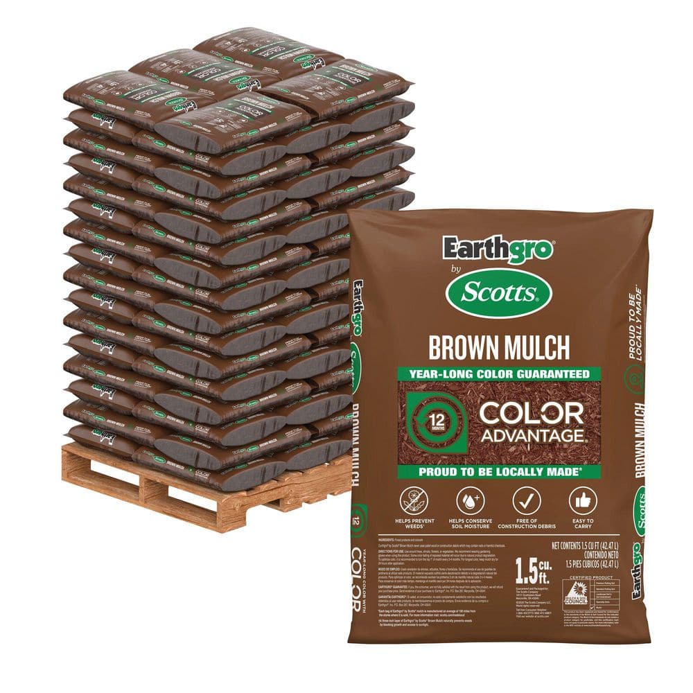 Earthgro Brown Mulch Pallet 120 cu. ft. Bulk Shredded Wood Mulch for ...
