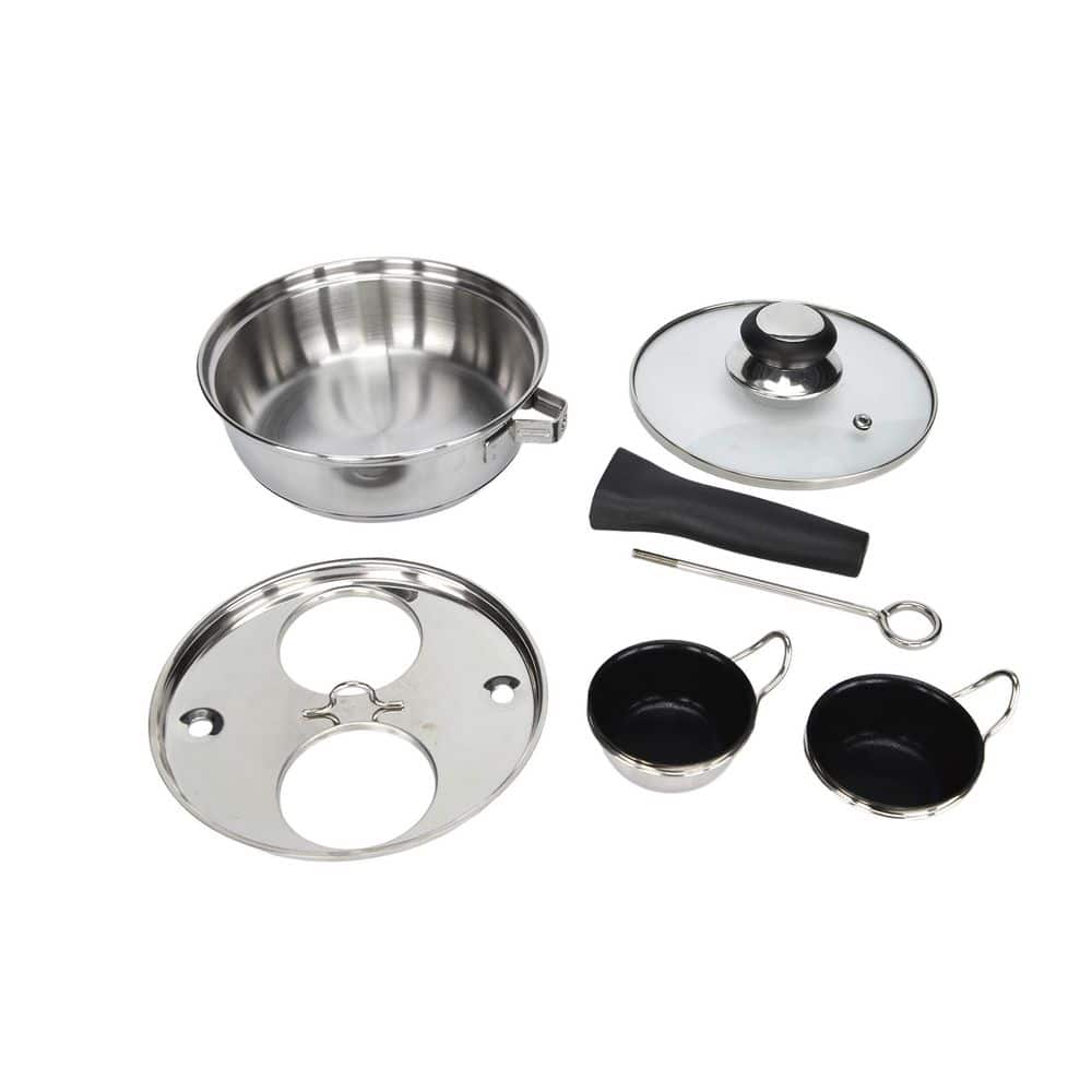 Wudkey 1-Piece Stainless Steel 2 Cups Egg Poacher Pan, Induction Egg ...