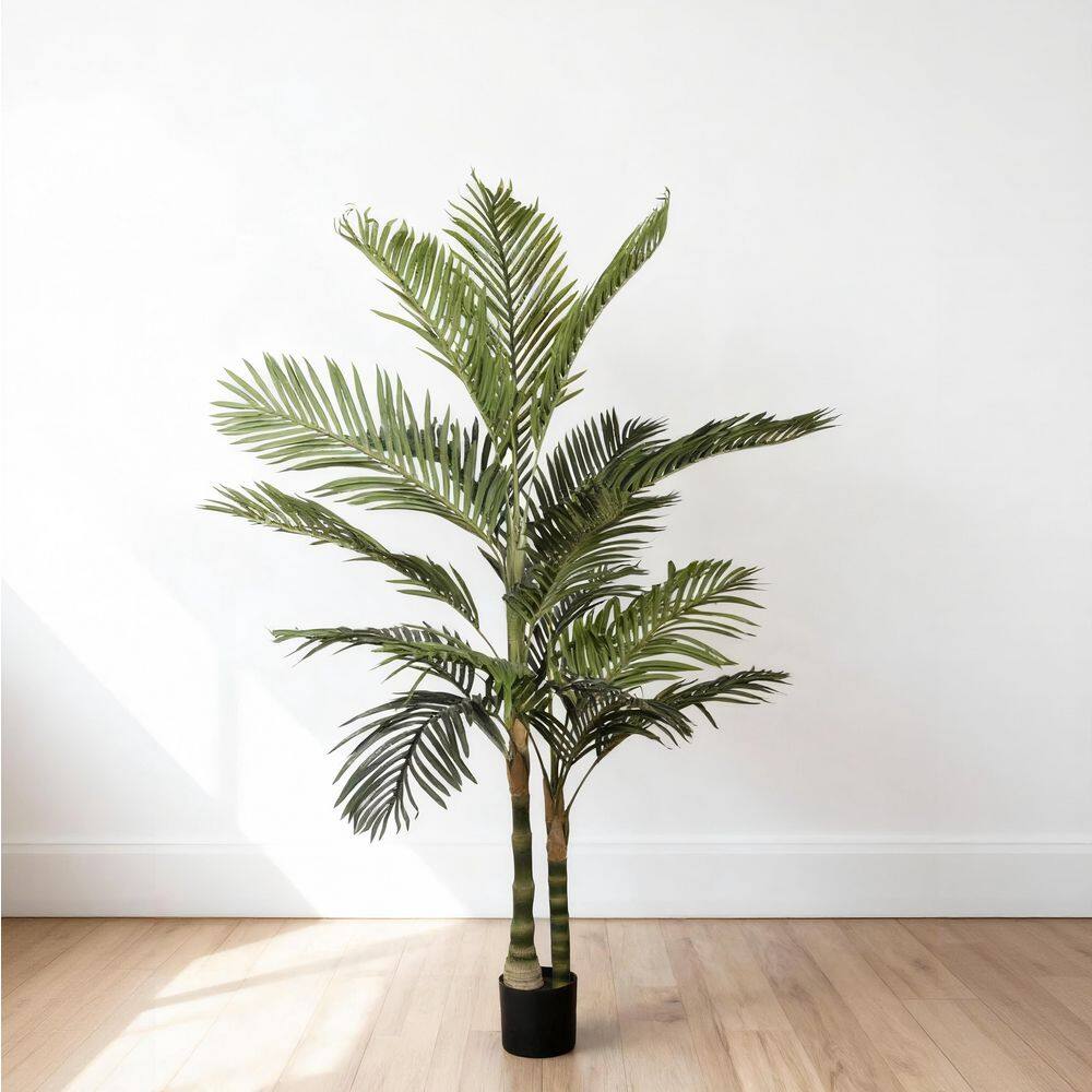 5 ft. Faux Golden Artificial Cane Palm, Realistic Artificial Tree for ...