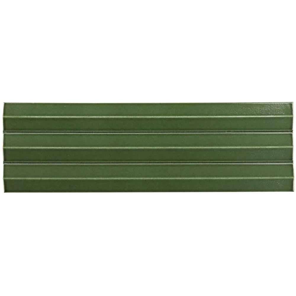 Ivy Hill Tile Apex Verde Green 5 in. x 0.66 in. Polished Porcelain Wall ...