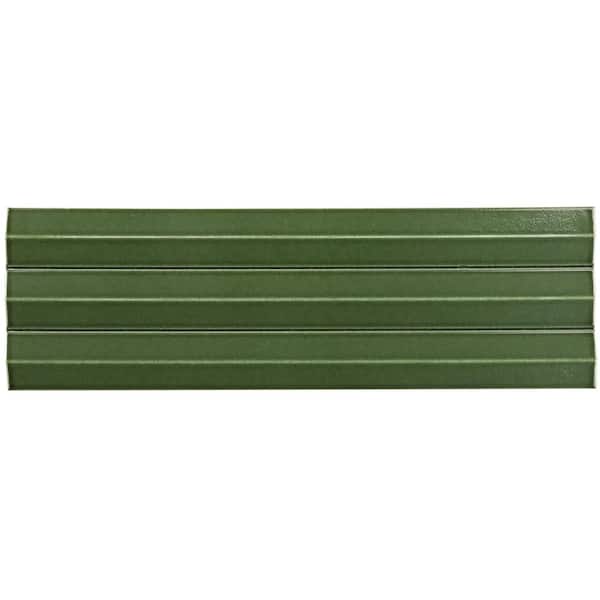 Ivy Hill Tile Apex Verde Green 5 in. x 0.66 in. Polished Porcelain Wall ...