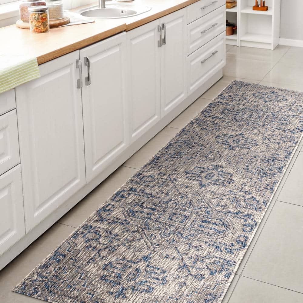 JONATHAN Y Navy/Gray 2 ft. x 20 ft. Runner Estrella Bohemian Medallion ...