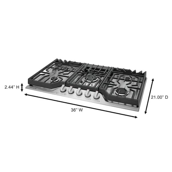Frigidaire 36 in. Gas Cooktop in Stainless Steel with 5 Burner Elements including Quick Boil and Simmer Burner FCCG3627AS