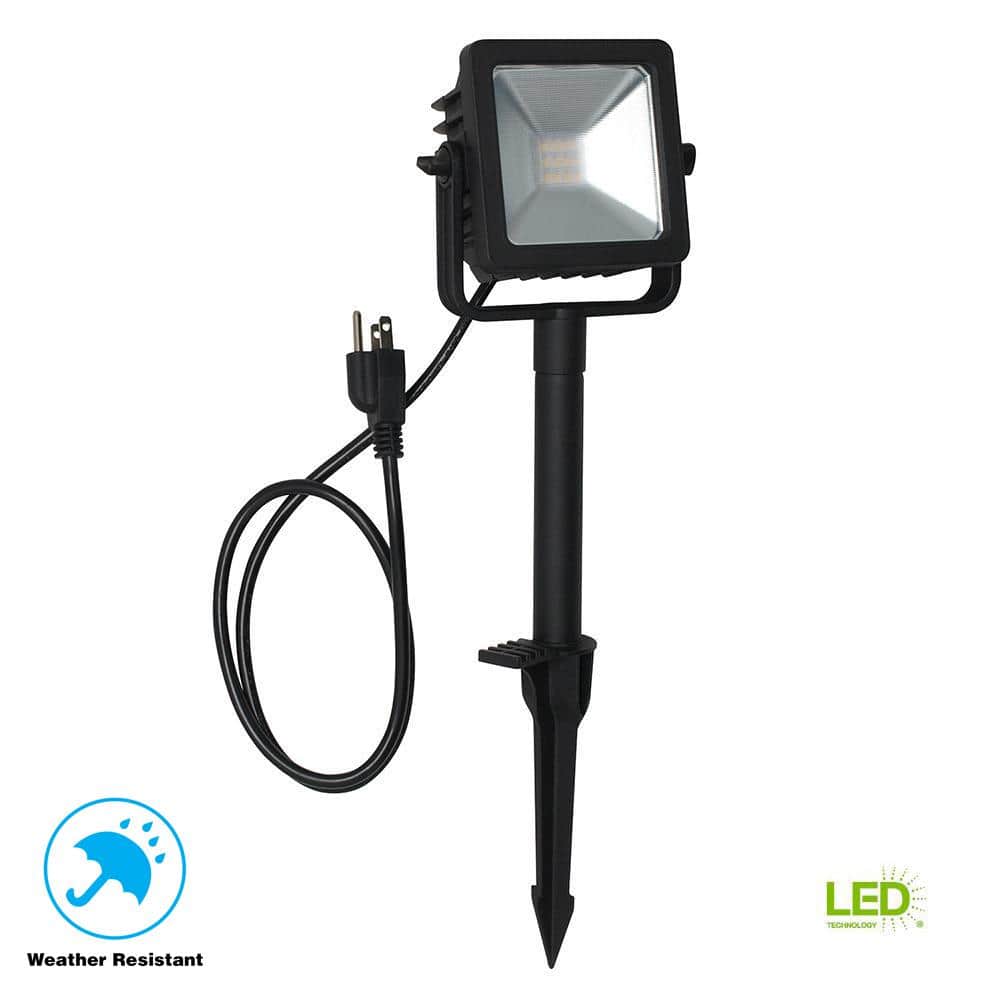 Hampton Bay 900 Lumen Plug-In Black Integrated LED Outdoor Landscape ...