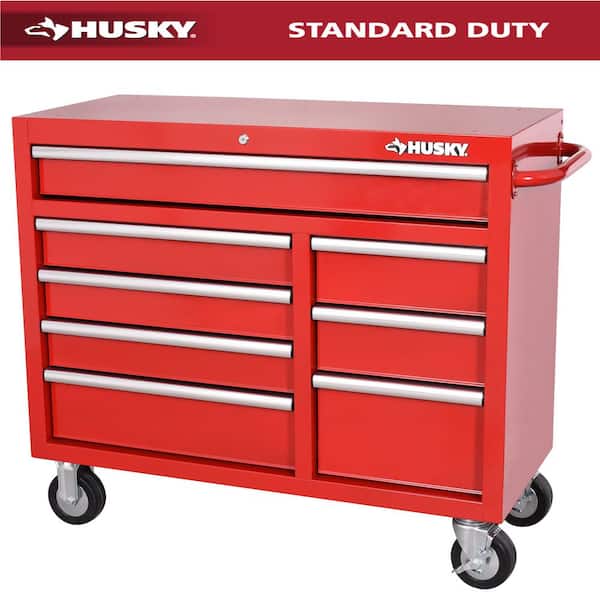 Husky Standard Duty 42 in. 8-Drawer Red Rolling Tool Cabinet H42TR8RED ...