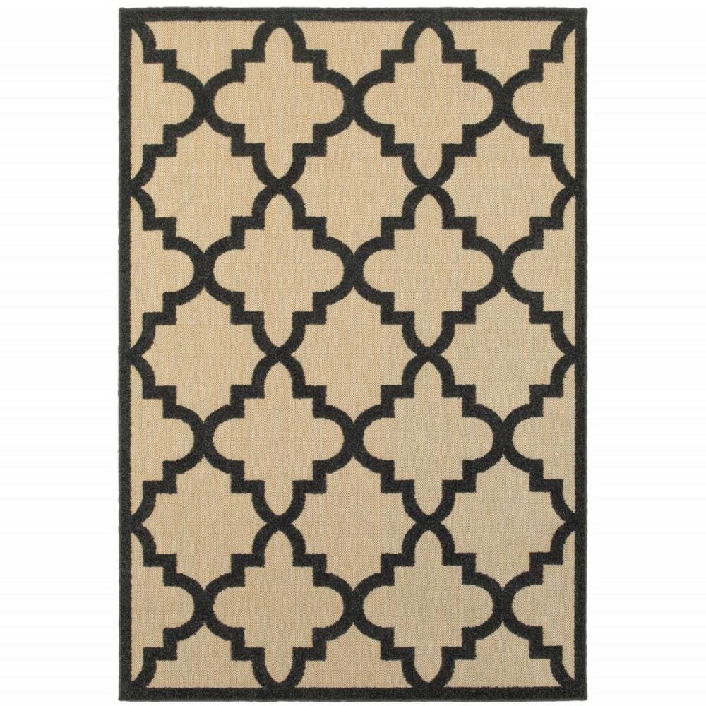 HomeRoots Beige, Black 4 ft. x 5 ft. Loomed Polypropylene Rectangle ...