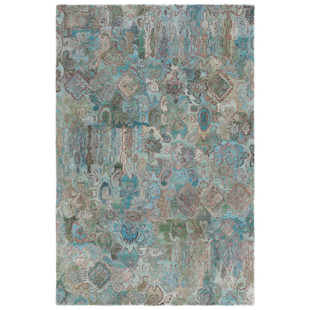 SAFAVIEH Anatolia Teal/Green 6 ft. x 9 ft. Abstract Area Rug AN403J-6 ...