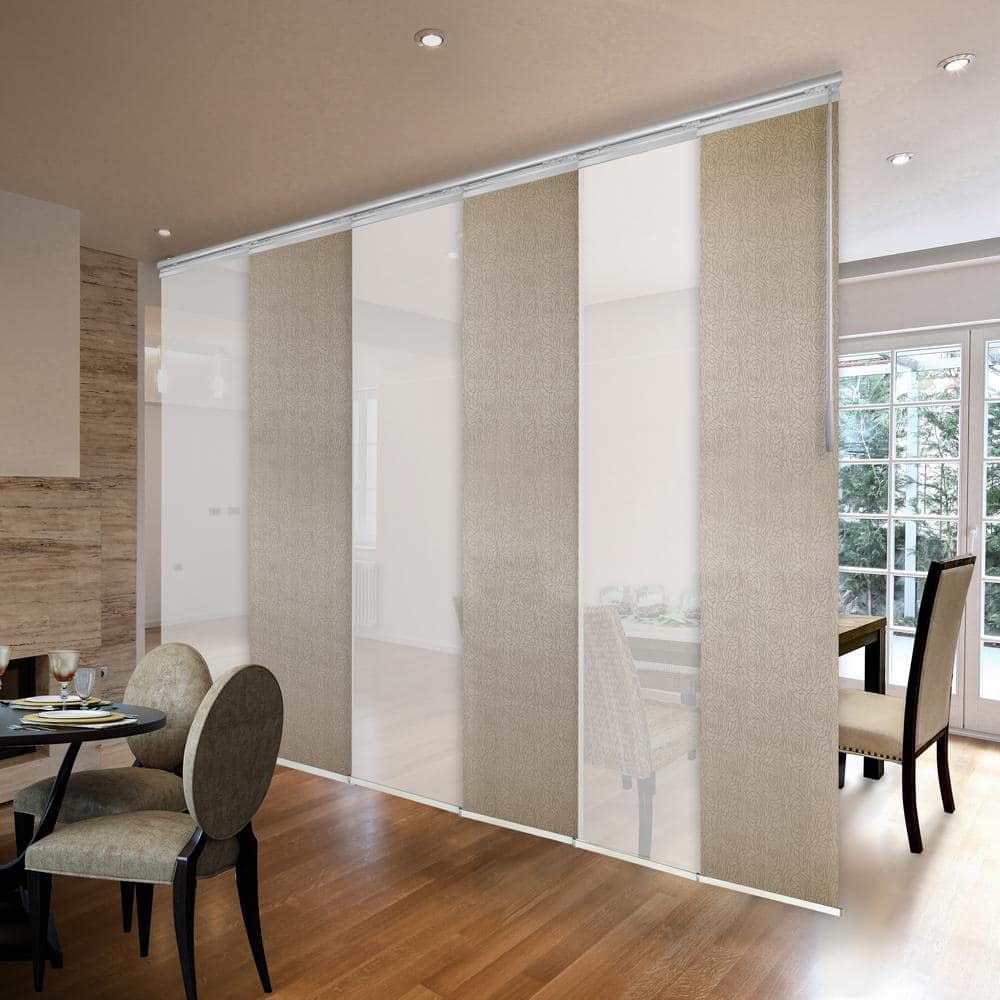 EMOH Frothy Wheat 70 in. - 130 in. W x 94 in. L Adjustable 6- Panel ...