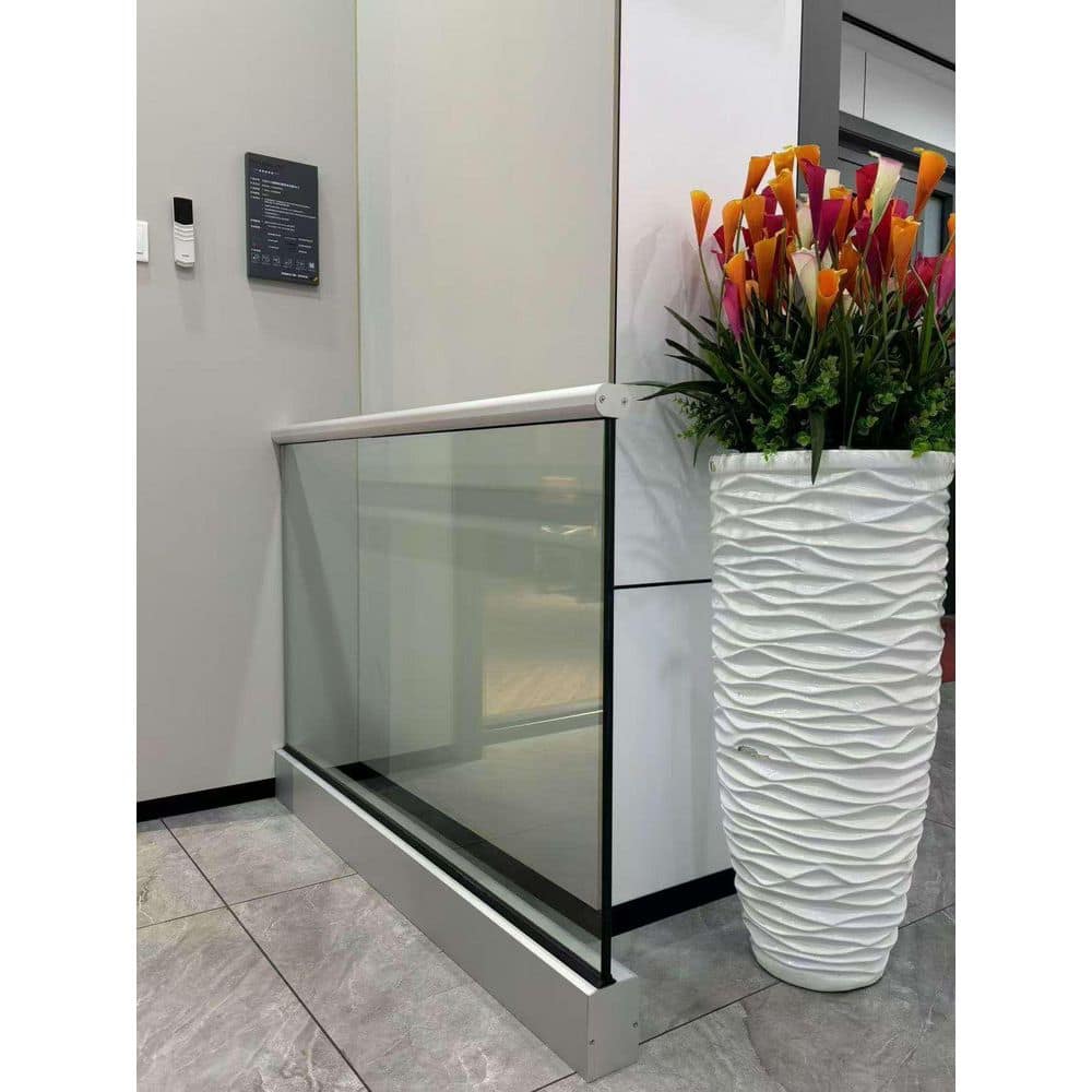 ERIS 40 in. x 12 in. Clear Laminated Glass Railing with Aluminum Base ...