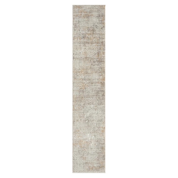 LR Home Distressed Damask Gray/Beige 2 ft. x 8 ft. Transitional High ...